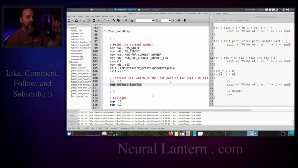 x86-64 Assembly For Loops Explained - YASM Tutorial - NeuralLantern.com